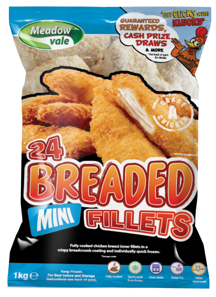 Meadow Vale 40g Breaded Chicken Mini Fillets [1kg] - Bradleys